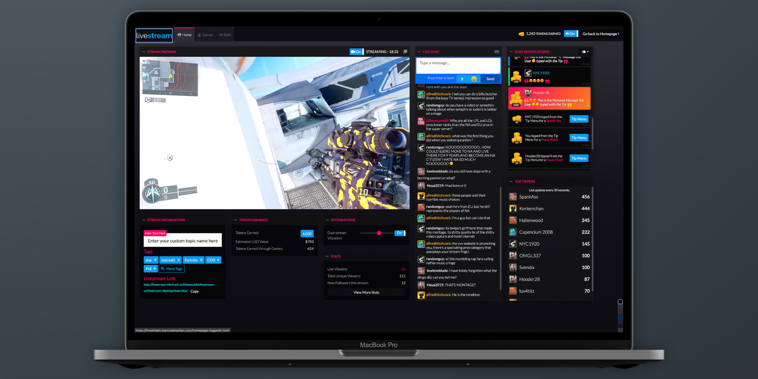 Livestream Dashboard - Marco Sebastian Lopez – User Experience Designer